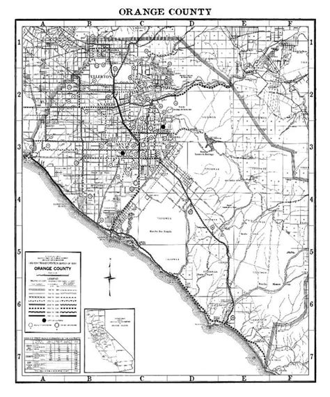 Orange County Map Print Black And White Vintage Orange County