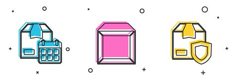 달력 판지 판지 및 배달 보안 보호막 아이콘으로 골판지 상자를 설정합니다 벡터 고급에 대한 스톡 벡터 아트 및 기타 이미지 고급 교통 나무 기둥 Istock