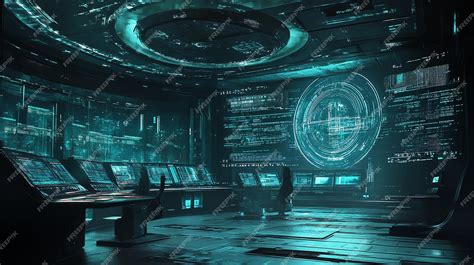 Futuristic Control Room With Glowing Screens And Advanced Technology