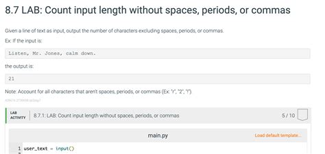 Solved 87 Lab Count Input Length Without Spaces Periods