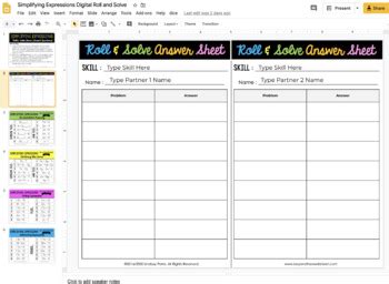 Simplifying Expressions Digital Roll To Solve Math Game TPT