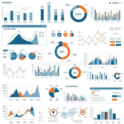 A Collection Of Data Visualizations In Shades Of Blue And Orange