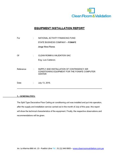 Equipment Installation Report Pdf Air Conditioning Building