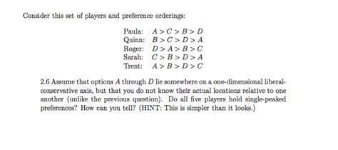 Consider This Set Of Players And Preference Orderings