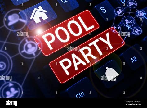 Sign Displaying Pool Party Business Overview Celebration That Includes