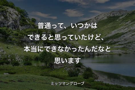 普通って、いつかはできると思っていたけど、本当にできなかったんだなと思います ミッツマングローブ
