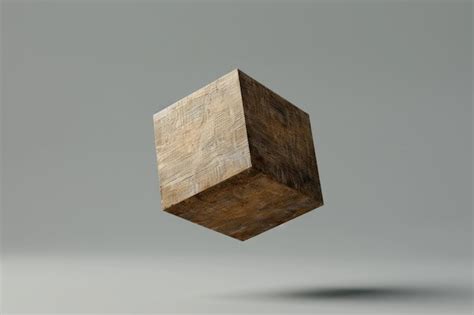 Premium Photo Abstract Geometric Wooden Cube On Grey Background
