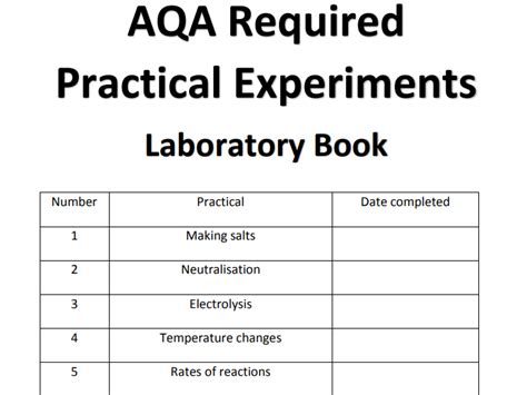Required Practical Workbook Aqa Gcse Chemistry Teaching Resources