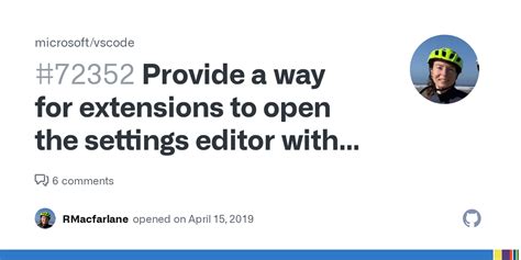 Provide A Way For Extensions To Open The Settings Editor With A Query · Issue 72352 · Microsoft