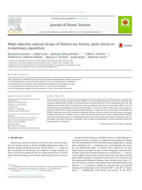 Pdf Multi Objective Optimal Design Of Lithium Ion Battery Packs Based On Evolutionary Algorithms