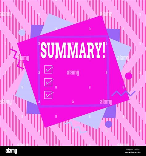 Word Writing Text Summary Business Photo Showcasing Brief Statement Or Account Of Main Points