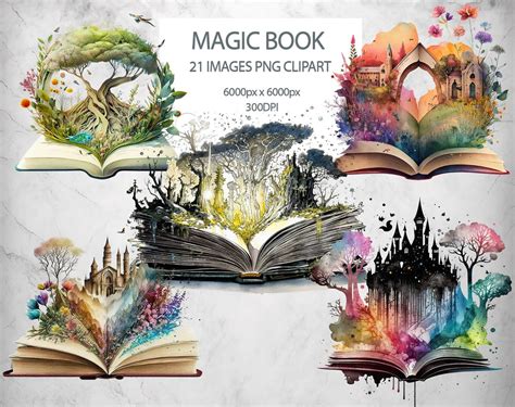 21 Png Clipart Magic Book Fantasy Books 300 Dpi Commercial Use Etsy