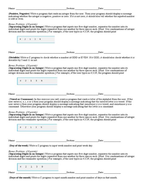 if else exercises pdf numbers triangle