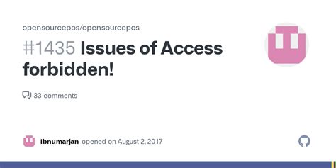 Issues Of Access Forbidden · Issue 1435 · Opensourceposopensourcepos · Github