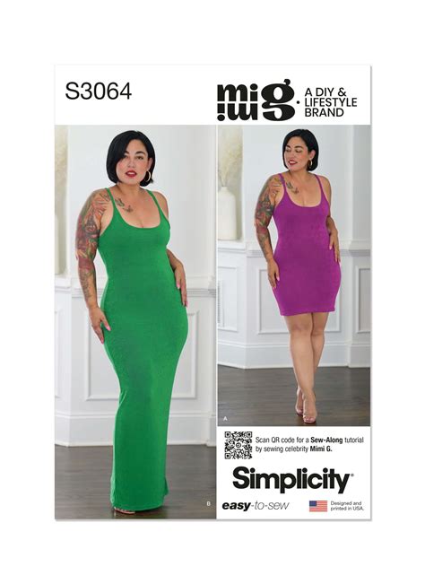 Simplicity Sewing Pattern S3064 Misses And Womens Knit Dress In Two