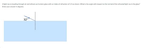 Solved A Light Ray Is Traveling Through Air And Refracts As Chegg Com