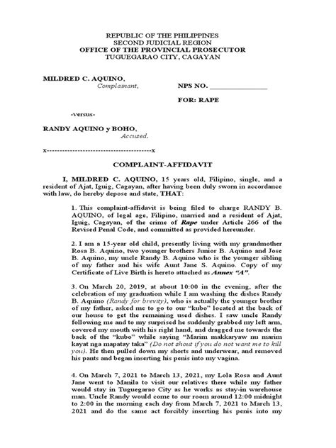 Office Of The Provincial Prosecutor Accused Pdf Affidavit Justice