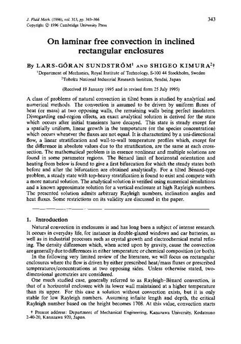Pdf On Laminar Free Convection In Inclined Rectangular Enclosures