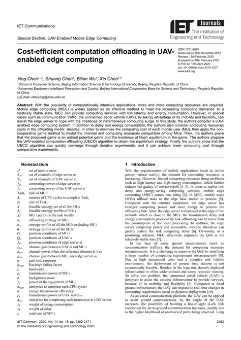 Pdf Cost Efficient Computation Offloading In Uav Enabled Edge Computing