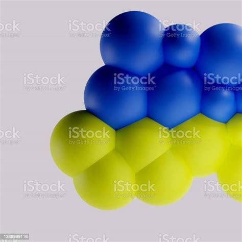 3d 일러스트레이션 추상적 기하학적 배경의 볼 모양 은 밝은 회색 배경 3d 렌더링에 파란색과 노란색 0명에 대한 스톡 사진 및 기타 이미지 Istock