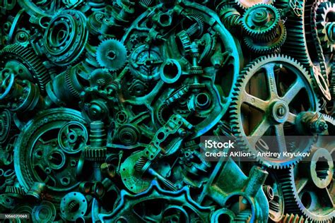 Steampunk 질감 기계 부품 장치 바퀴 Backgroung 스팀 펑크 기어 기어 자동차 부품 오래 된 녹슨 철 체인 스프링