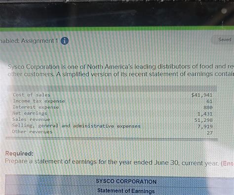 Solved Abled Assignment 1 I Sysco Corporation Is One Of