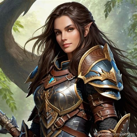 Dark Haired Female Monster Hunter In Armor Stable Diffusion Online