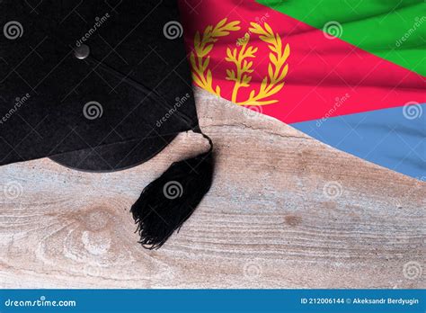 Black Graduation Hat On Eritrea Flag Education Concept Top View Stock Photo Image Of College