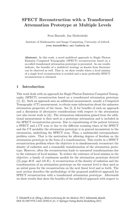 Pdf Spect Reconstruction With A Transformed Attenuation Prototype At Multiple Levels