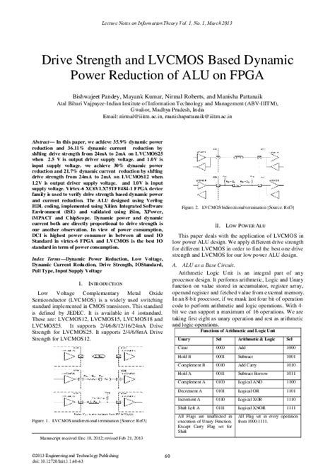 Pdf Drive Strength And Lvcmos Based Dynamic Power Reduction Of Alu On Fpga