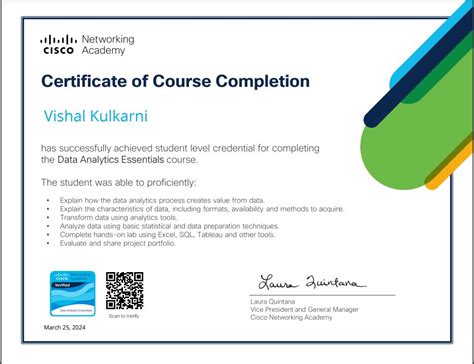 Completed Data Analytics Essentials By Cisco Vishal Kulkarni Posted On The Topic Linkedin