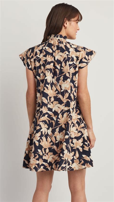 Linen Blend Raglan Sleeve Dress Ellen Tracy