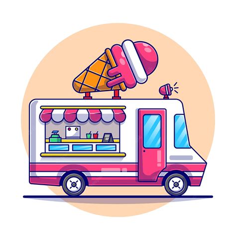 Premium Vector Ice Cream Truck Cartoon Illustration