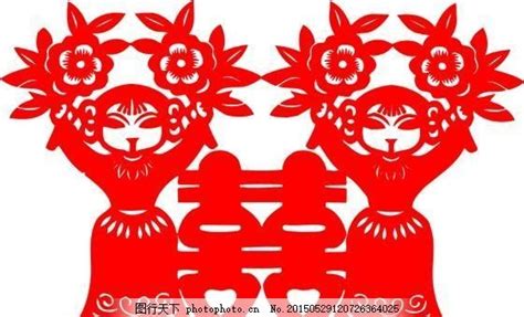 0038双喜字囍吉祥图案剪纸矢量ai图片纹理边框设计元素 图行天下素材网