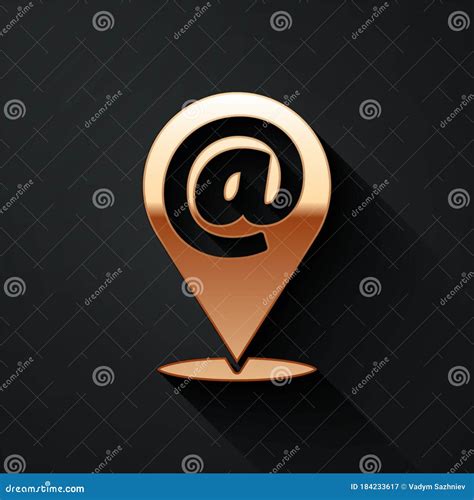 Gold Location And Mail And E Mail Icon Isolated On Black Background Envelope Symbol E Mail