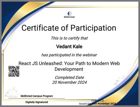 Vedant Kale On Linkedin I Attended The Webinar For React Js With My