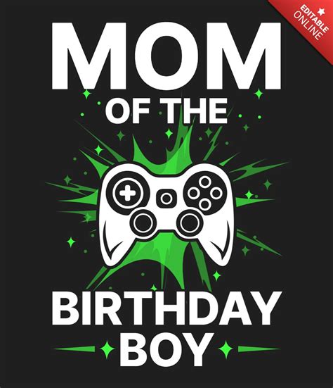 Mom Of The Birthday Boy Gaming T Shirt Design Template Free Design