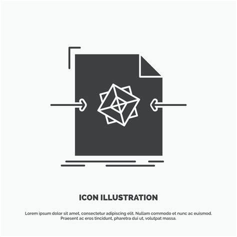 3d document file object processing icon glyph vector gray symbol