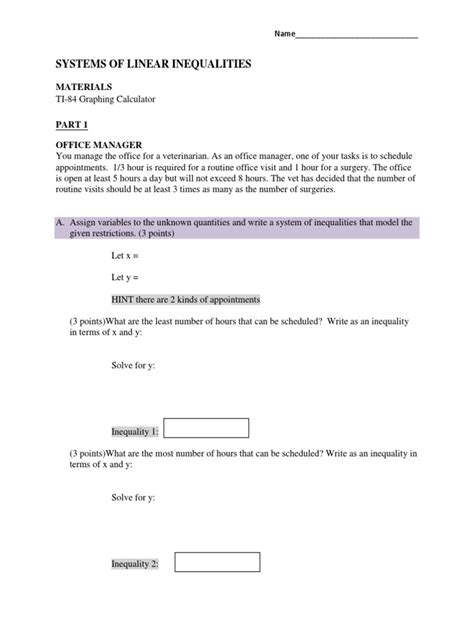 Systems Of Linear Inequalities Materials Pdf Linear Programming