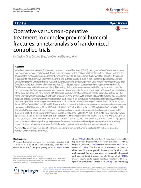 Pdf Operative Versus Non Operative Treatment In Complex Proximal