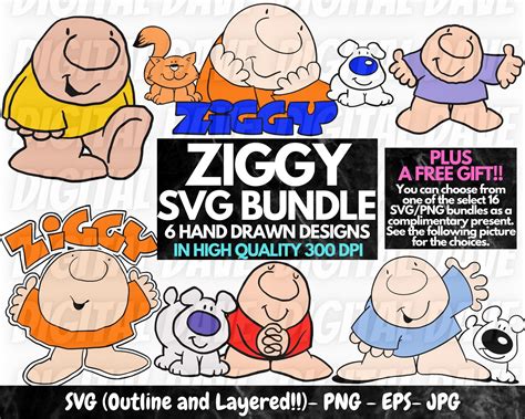 Ziggy Cartoon Svg Bundle Cricut Ziggy Cartoon Svg Ziggy Etsy