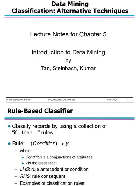 Lecture Notes For Chapter 5 By Tan Steinbach Kumar Pdf Statistical Classification