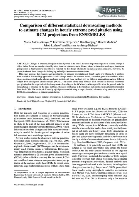 Pdf Comparison Of Different Statistical Downscaling Models And Future Projection Of Areal Mean