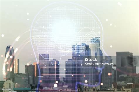 로스 앤젤레스 사무실 건물 배경에 창조적 인 인간 머리 마이크로 회로 홀로그램의 이중 노출 미래 기술 및 Ai 개념 0명에 대한 스톡 사진 및 기타 이미지 Istock