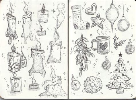 Christmas Doodles In An Open Notebook