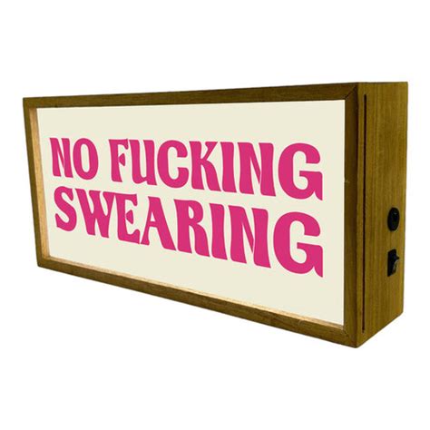 No Fucking Swearing Led Light Box Wood Room Sign Partyrama