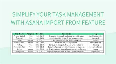 Simplify Your Task Management With Asana Import From Feature Excel Template Free Download