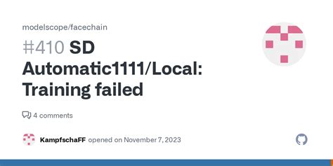Sd Automatic1111local Training Failed · Issue 410 · Modelscope