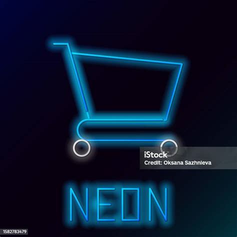 검은 색 배경에 격리 된 파란색 빛나는 네온 라인 쇼핑 카트 아이콘입니다 온라인 구매 개념입니다 배달 서비스 기호입니다 슈퍼마켓 바구니 기호입니다 컬러풀한 아웃라인 컨셉