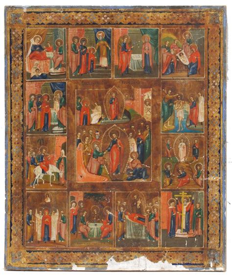 Escuela Rusa Del Siglo Xix Icono Escenas De La Vida De La Auctions